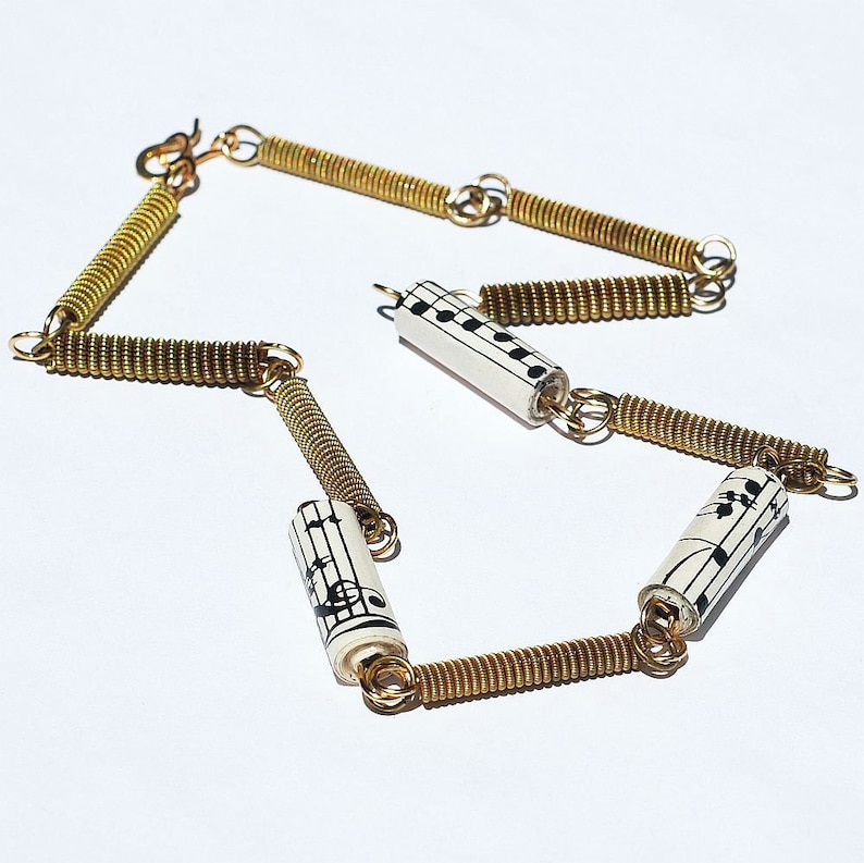 Guitar String Jewelry- Recycled Sheet Music Necklace, Paper Bead ...
