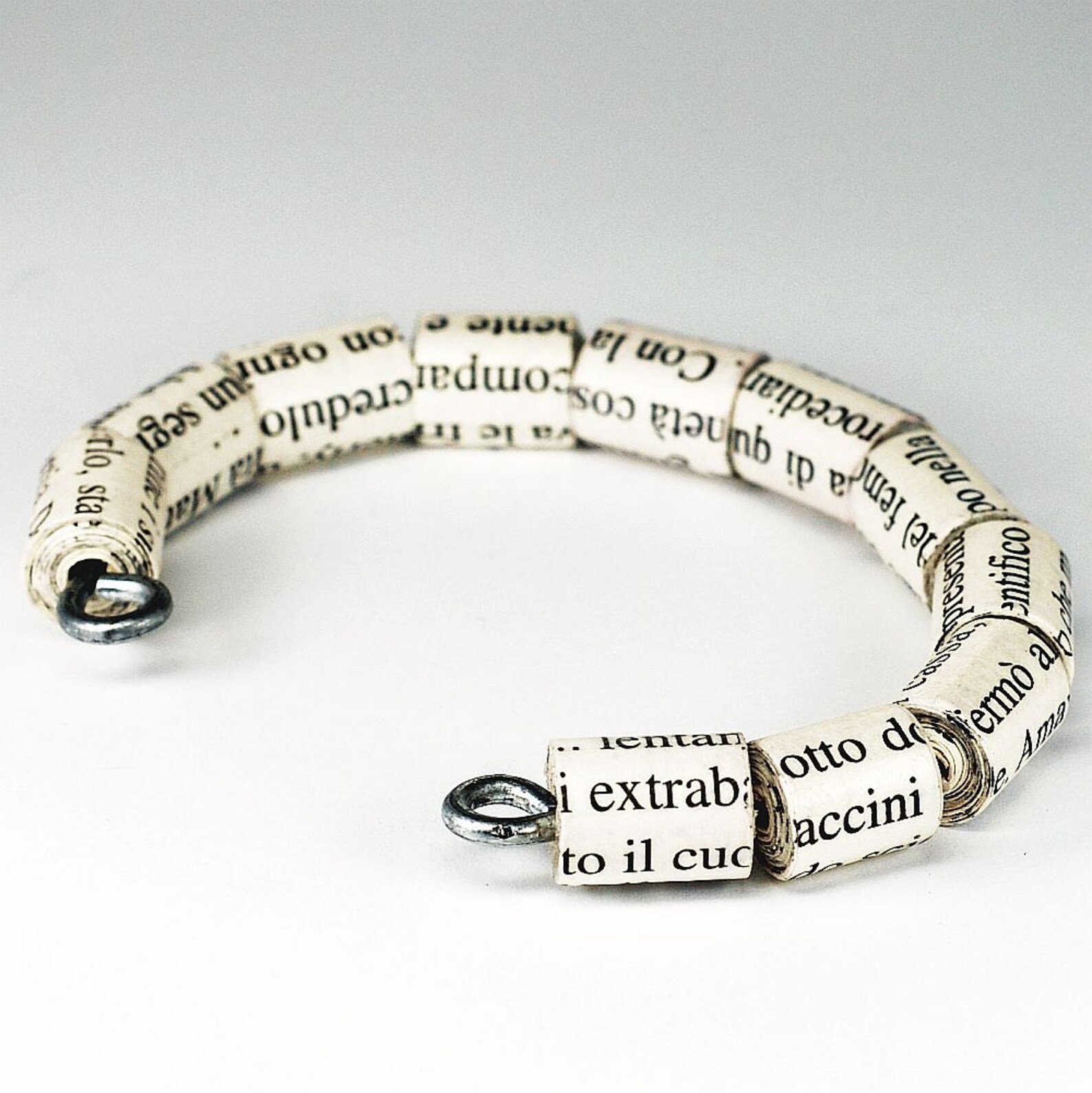 Italian Paper Bead Cuff Bracelet- Upcycled Paper Bead Jewelry, Bookish ...
