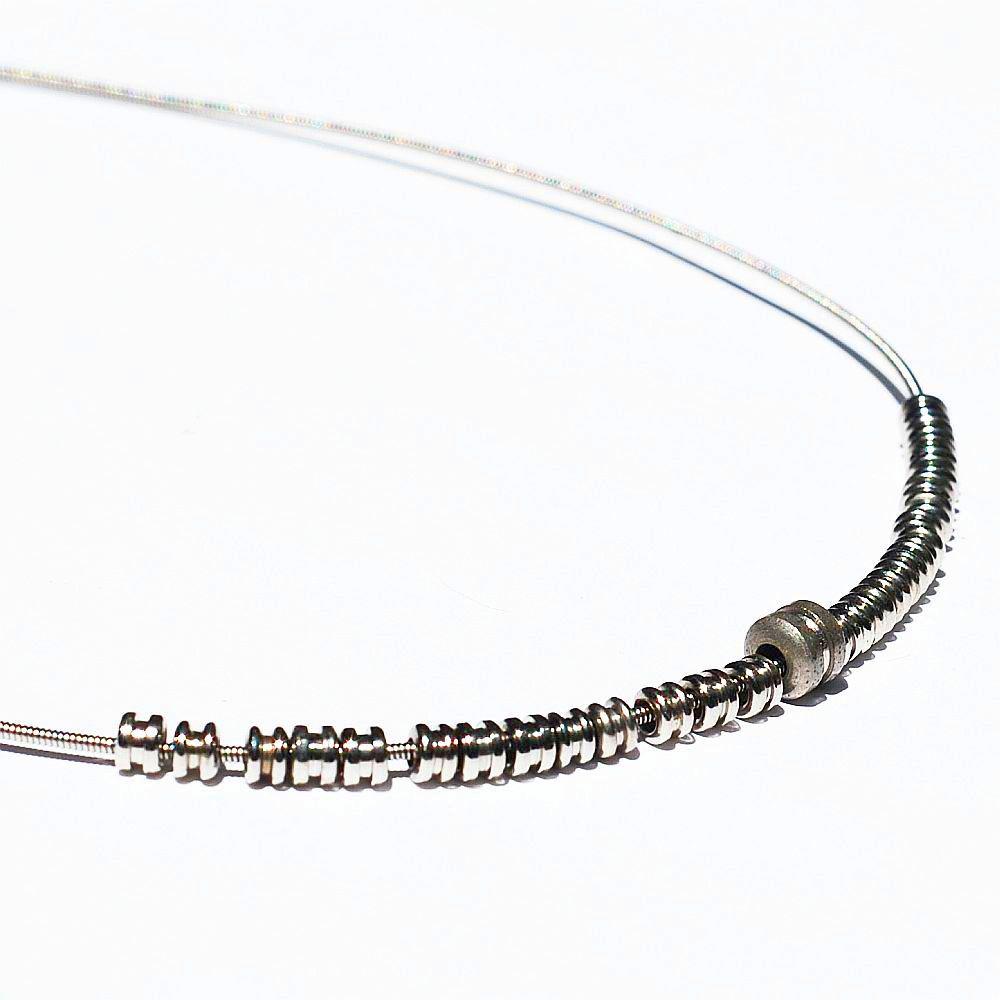 Minimalist Guitar String Necklace- Upcycled Silver Ball End Choker ...