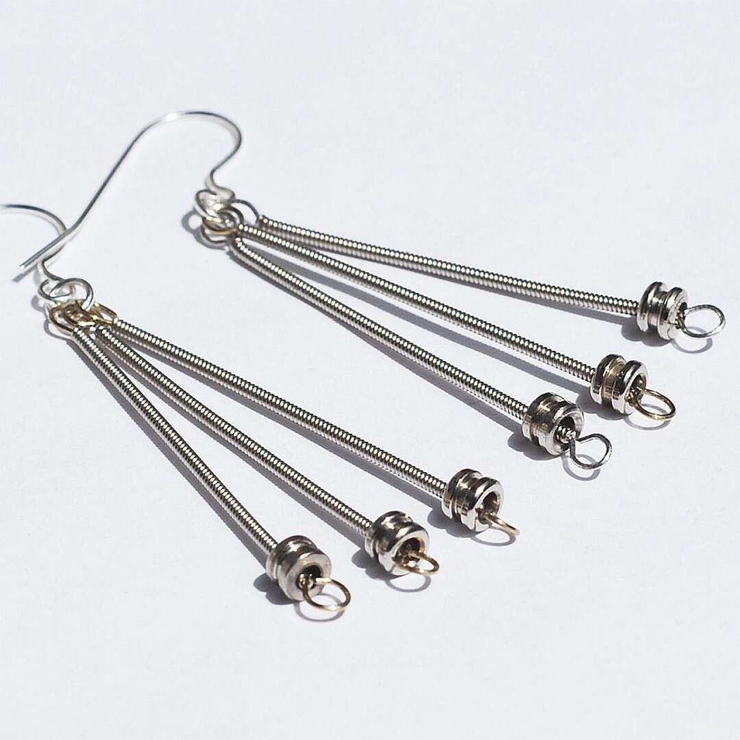 Upcycled Guitar String Earrings- Silver Ball End Guitar String Jewelry ...