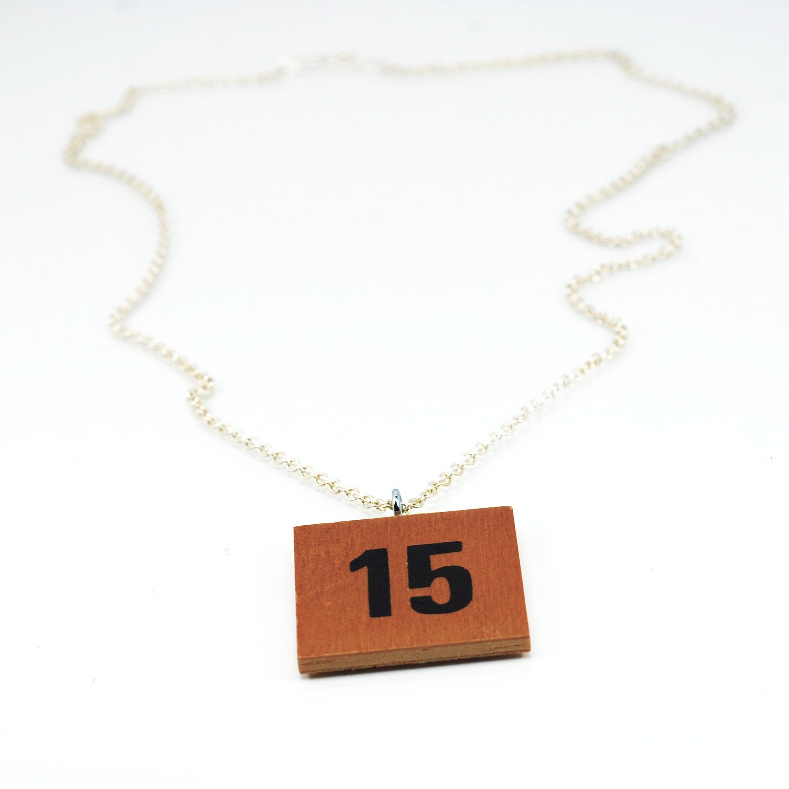 Number 15 Necklace Upcycled Wood Fifteen Pendant Found - Etsy