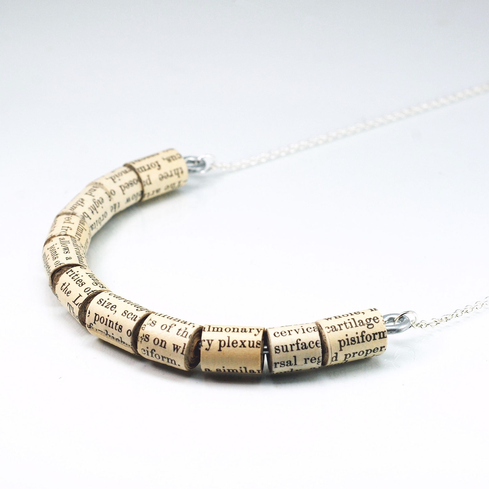 Gray's Anatomy Necklace Upcycled Medical Book Paper Bead - Etsy