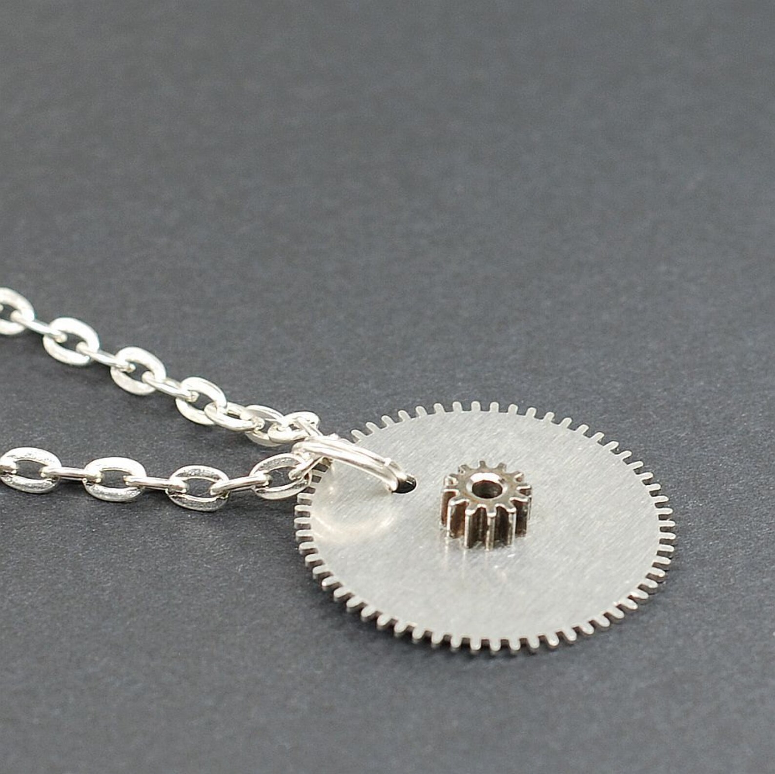 Steampunk Necklace- Simple, Upcycled Silver Clock Gear Choker, Modern ...