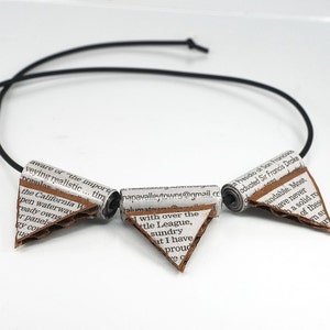 Triangle Geometric Necklace- Upcycled Newspaper Paper Bead Jewelry ...