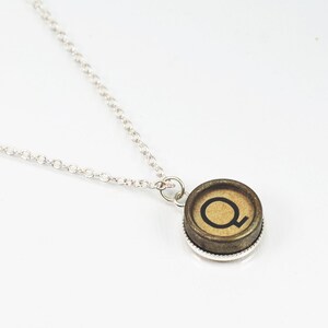 Q Typewriter Key Necklace Letter Q Upcycled Steampunk Jewelry, Silver Q ...