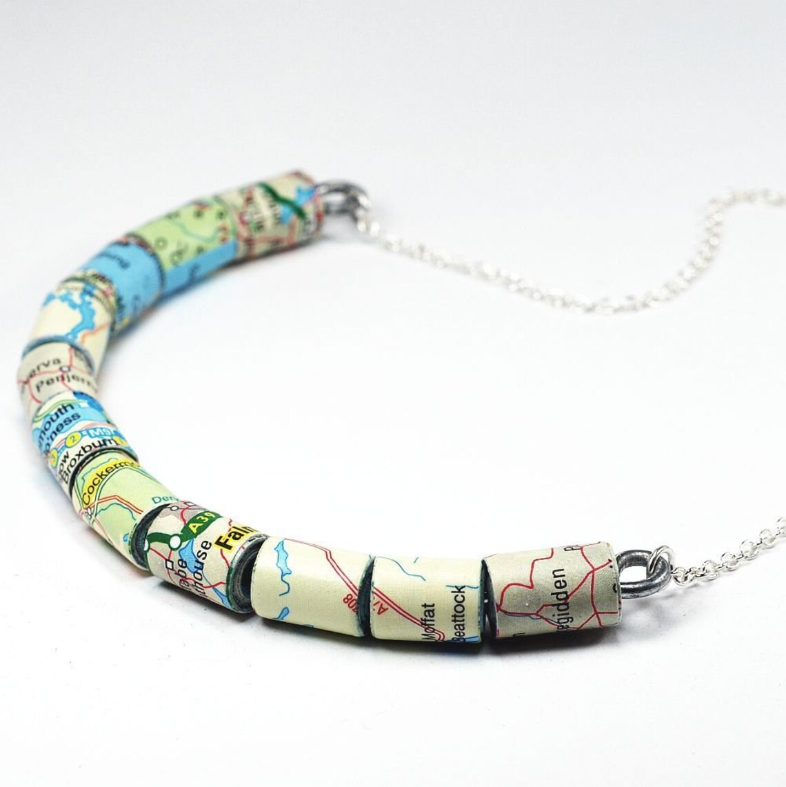 Paper Bead Jewelry Upcycled UK Map Paper Bead Necklace Map | Etsy