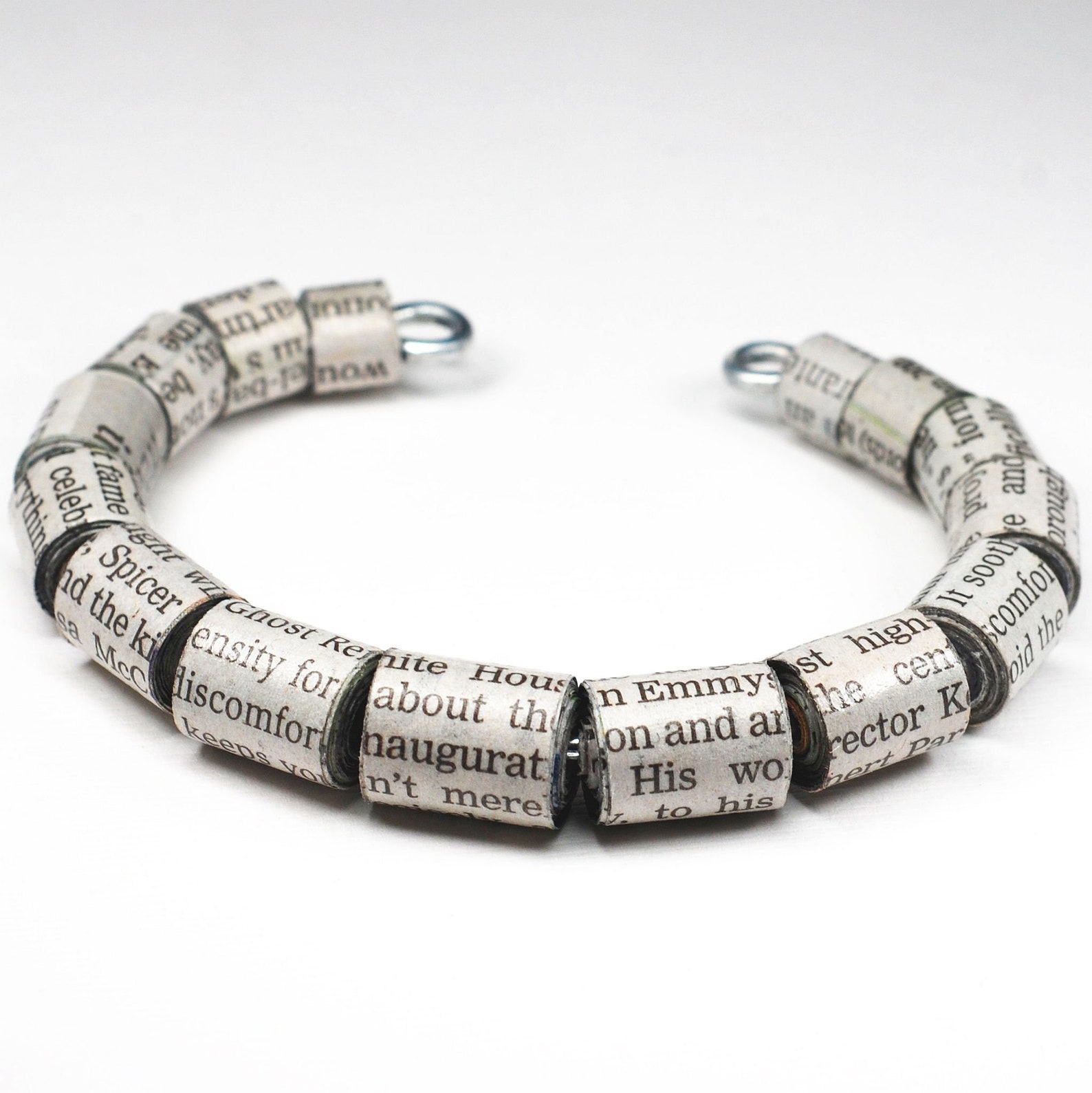 Newspaper Jewelry- Upcycled Paper Bead Bracelet, Cuff Bracelet ...