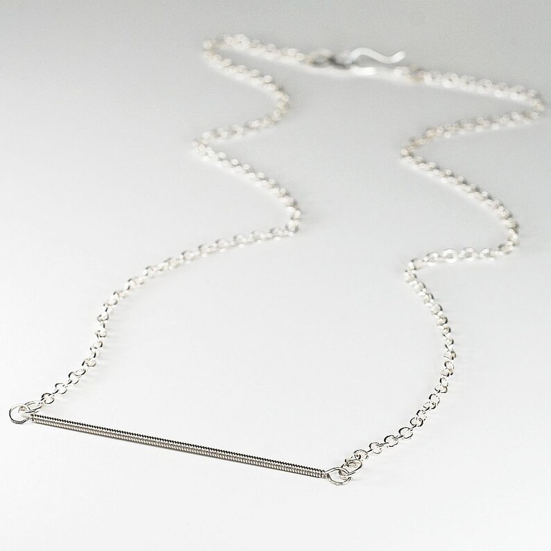 Guitar String Jewelry Upcycled Silver Bar Necklace Simple - Etsy