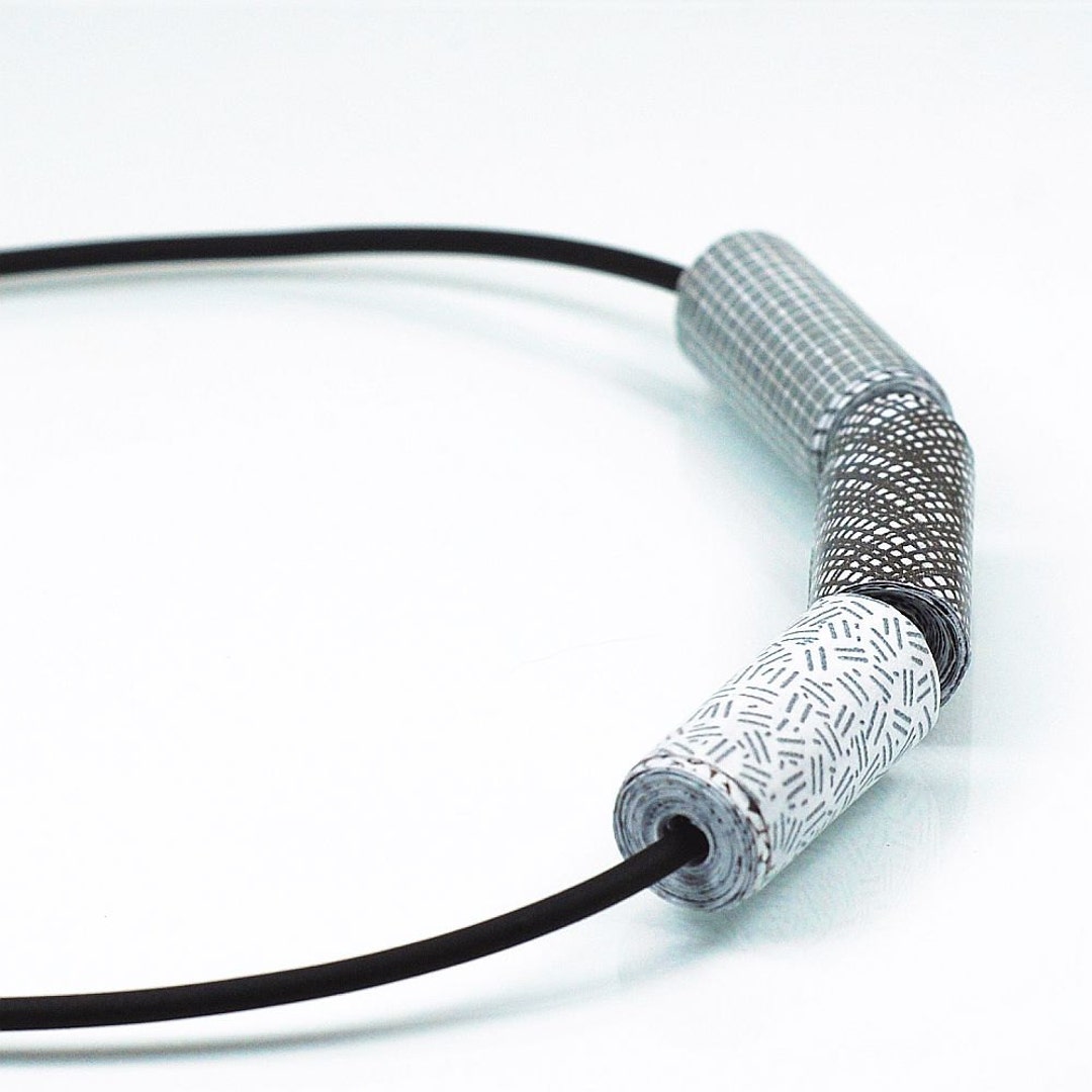Contemporary Paper Jewelry- Black & White Security Envelope Choker on ...
