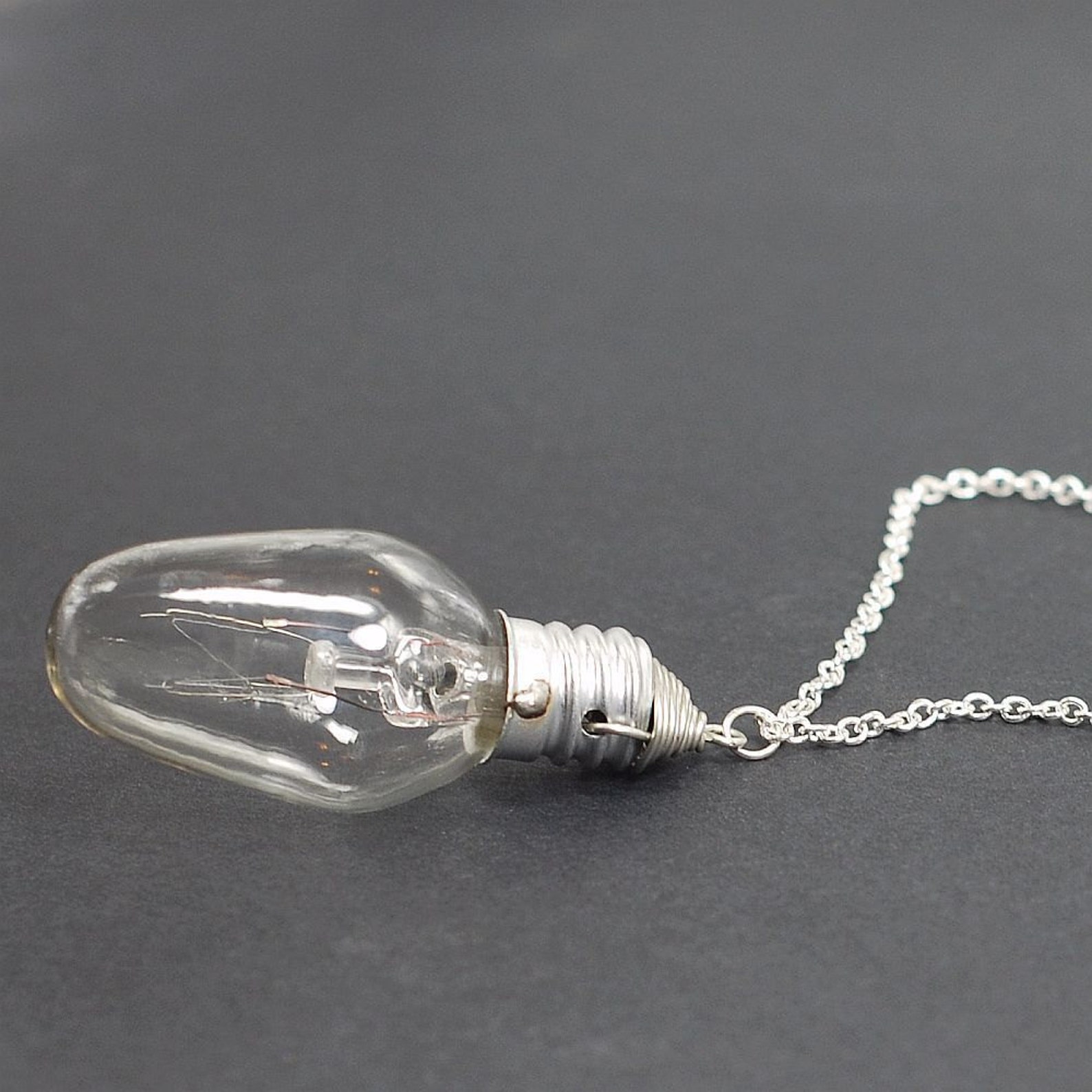 Light Bulb Necklace Upcycled Silver Steampunk Jewelry - Etsy