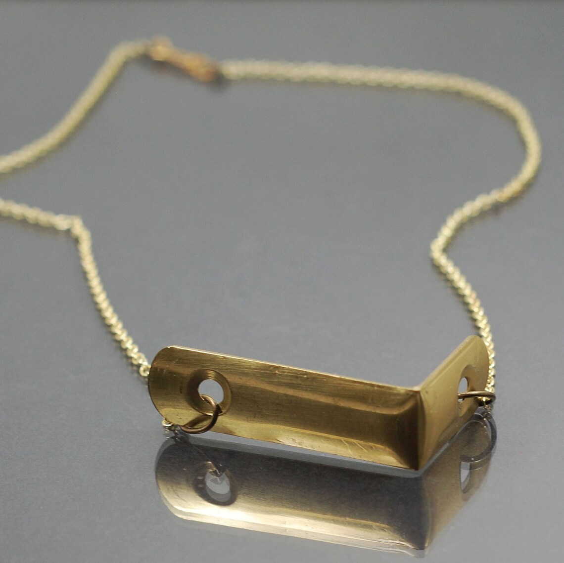 Brass Chevron Necklace Hardware Bracket Necklace Geometric | Etsy