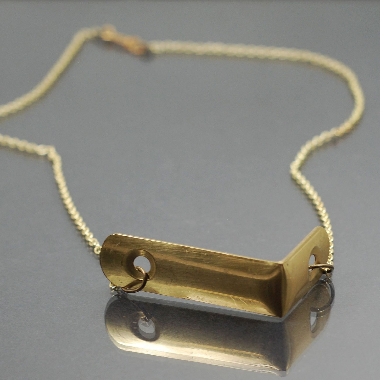 Brass Chevron Necklace Hardware Bracket Necklace Geometric - Etsy