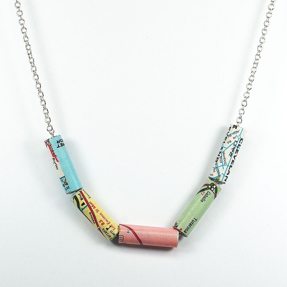 US Map Jewelry Paper Bead Jewelry Upcycled United States - Etsy