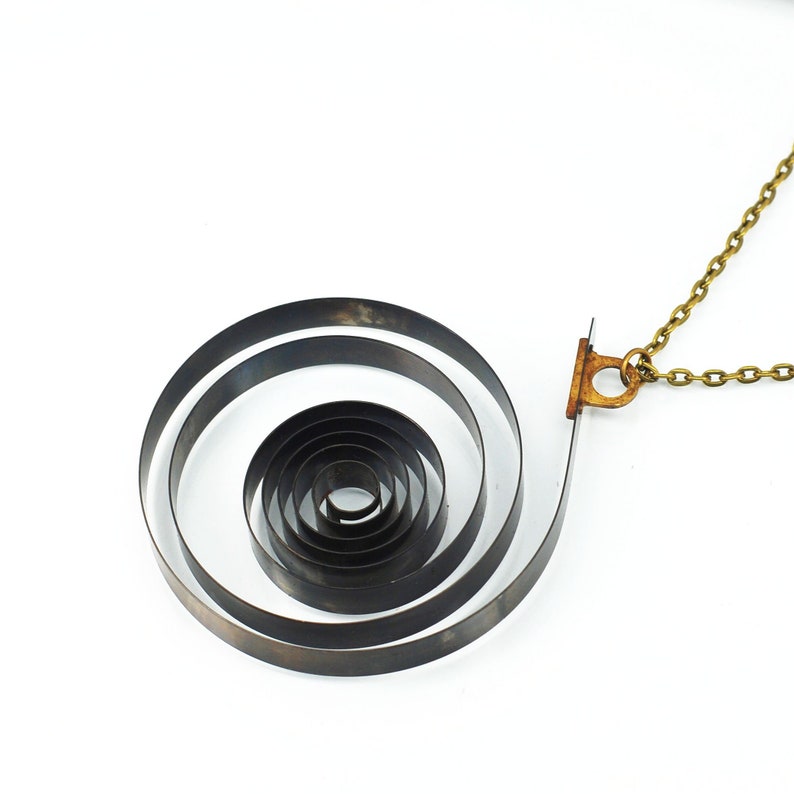 Spiral Necklace Upcycled Clock Spring Industrial Steampunk | Etsy