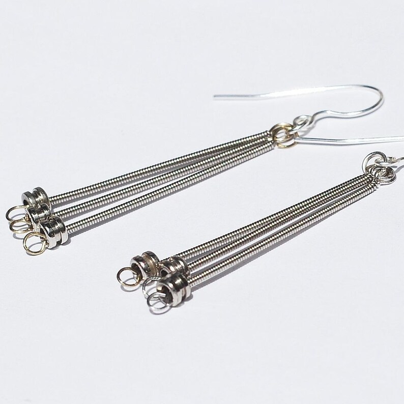 Upcycled Guitar String Earrings- Silver Ball End Guitar String Jewelry ...