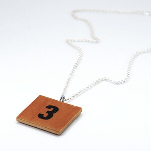 Number Three Necklace- Upcycled Wood, Lucky Number 3 Pendant, 3rd ...