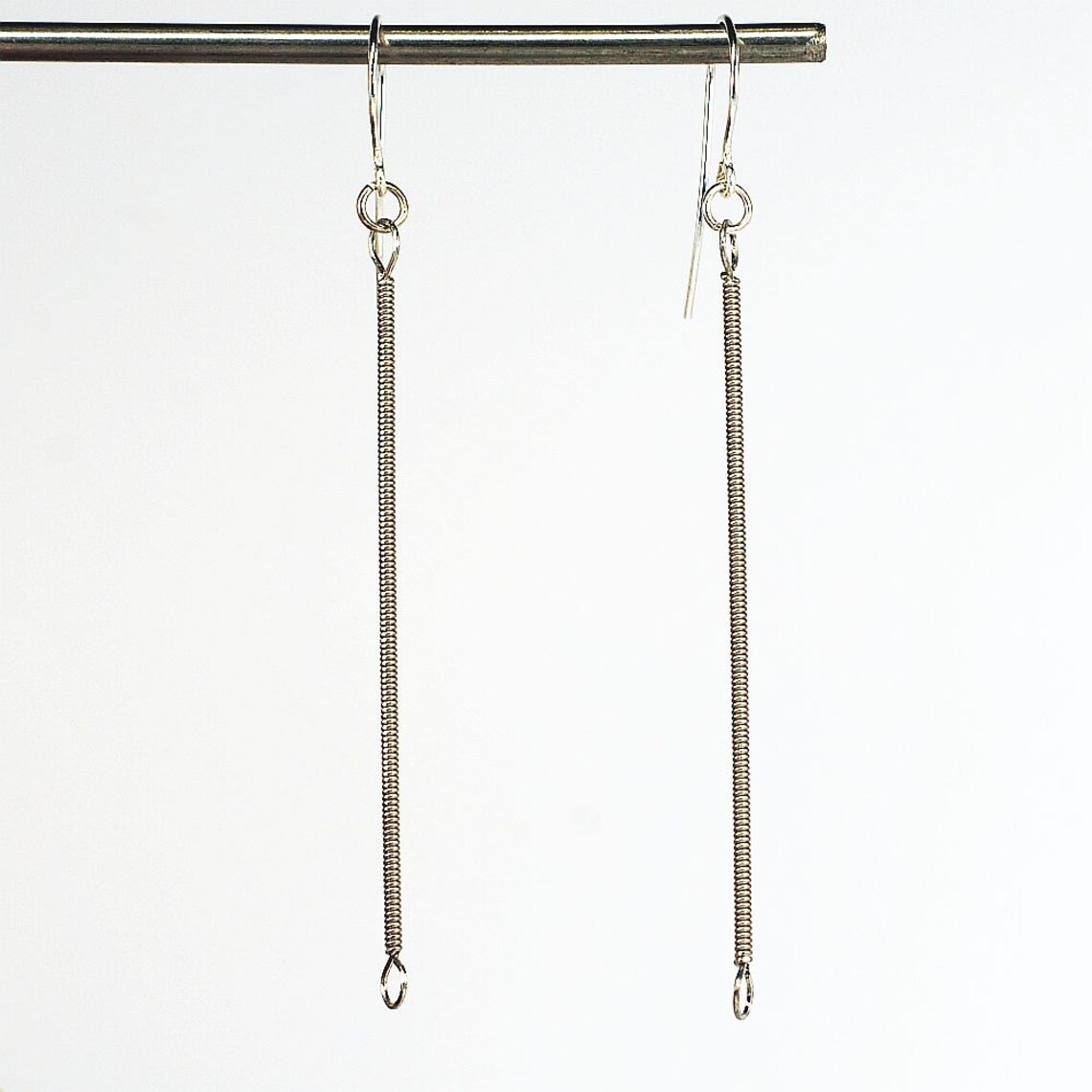 Guitar String Jewelry Silver Upcycled Guitar String Earrings | Etsy