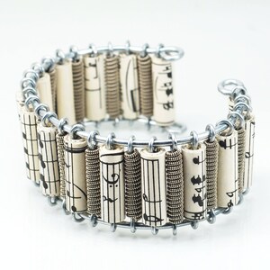 Guitar Gift- Guitar String Bracelet, Sheet Music Paper Bead Bracelet ...