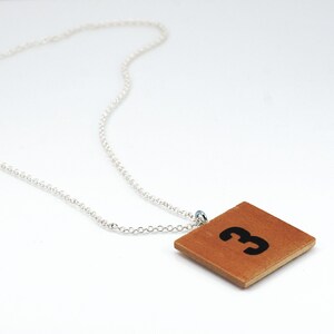 Number Three Necklace- Upcycled Wood, Lucky Number 3 Pendant, 3rd ...