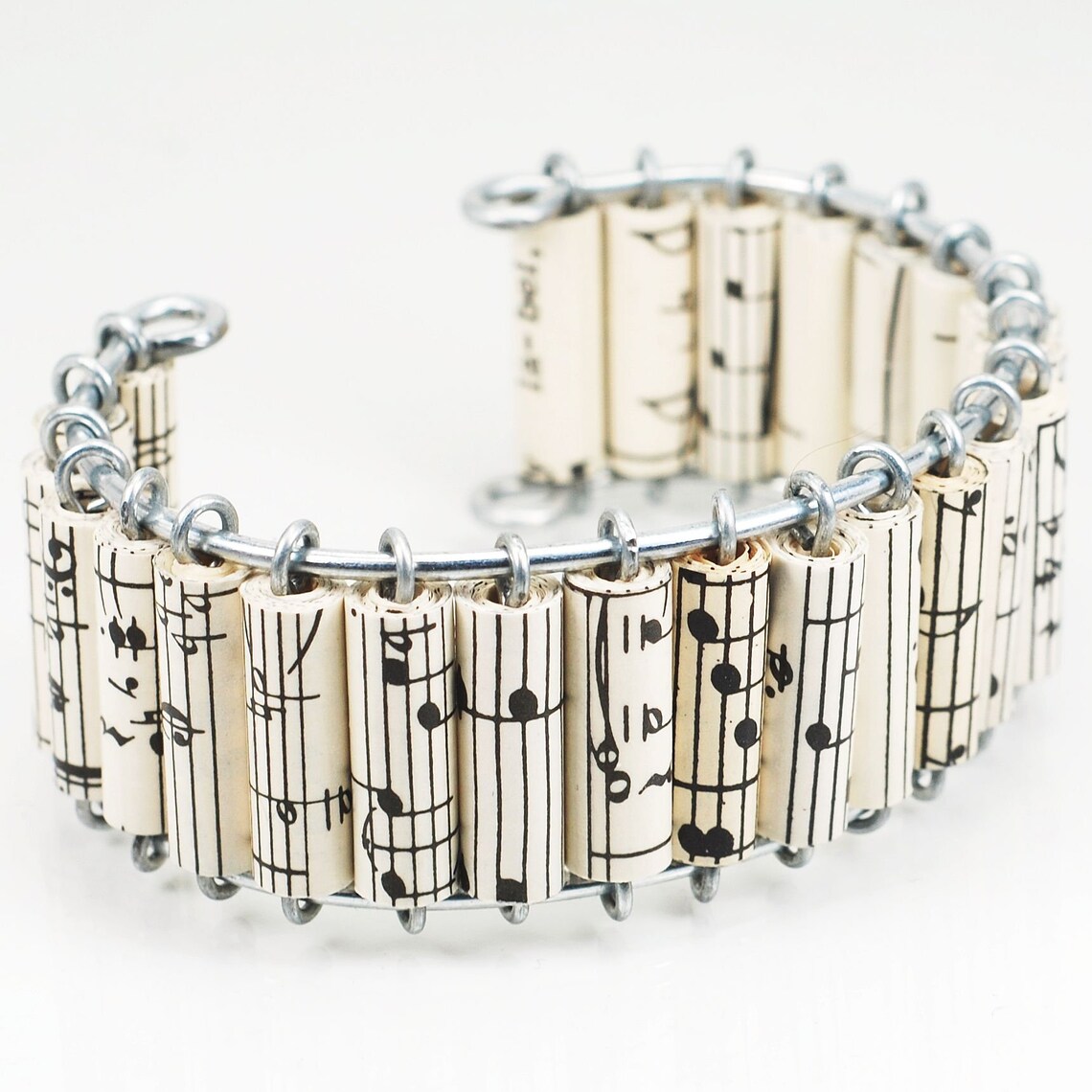 Sheet Music Bracelet Paper Bead Jewelry Music Chunky Cuff - Etsy
