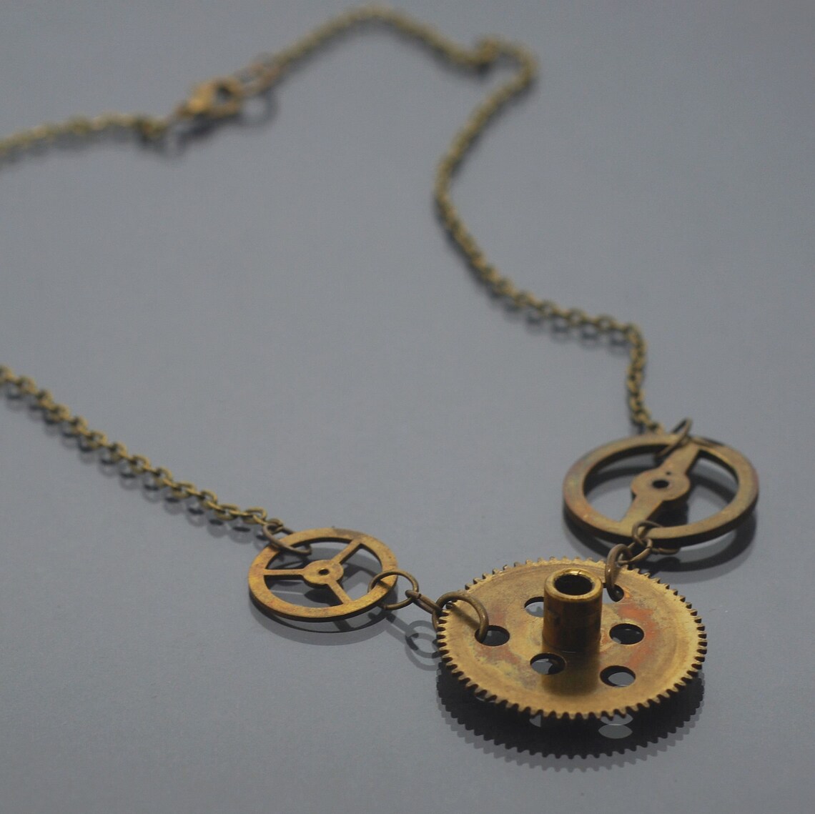 Brass Gear Steampunk Necklace Upcycled Clock Gear Steam Punk | Etsy