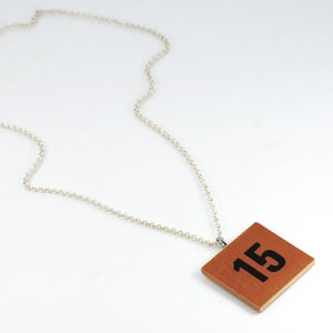 Number 15 Necklace- Upcycled Wood, Fifteen Pendant, 15th Birthday Gift ...