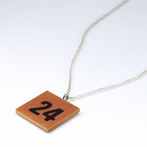 Number 24 Necklace- Upcycled Wood, Fifteen Pendant, 24th Birthday Gift ...