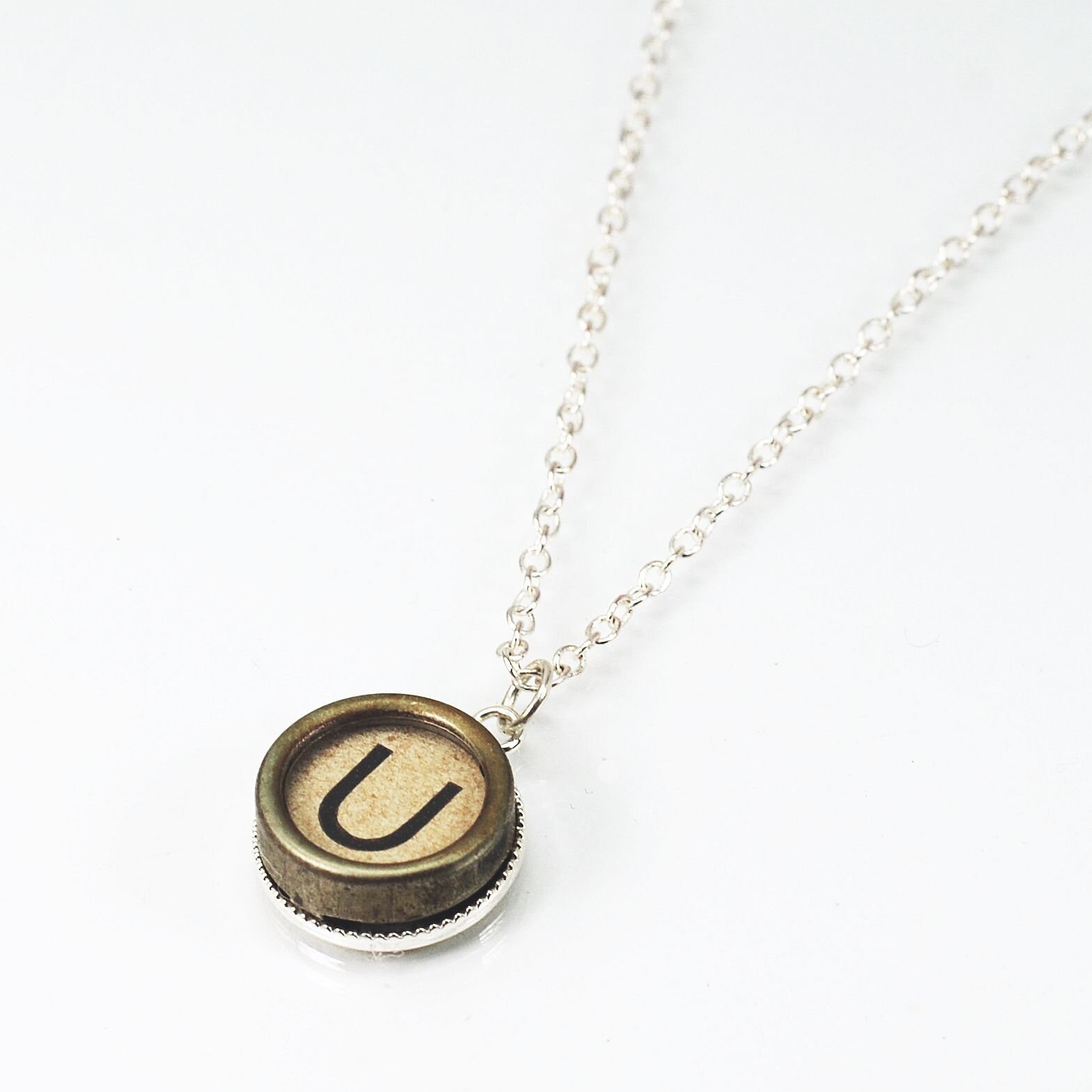 U Typewriter Key Necklace Letter U Upcycled Steampunk | Etsy