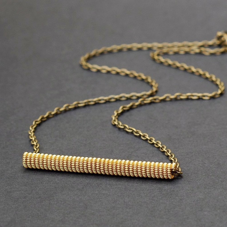 Guitar String Jewelry Modern Minimal Upcycled Brass Bar | Etsy