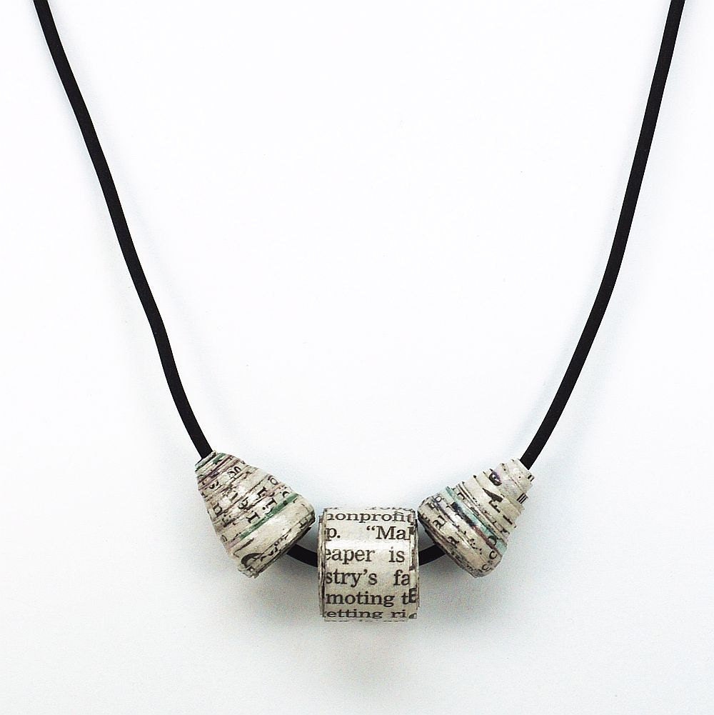Upcycled Newspaper Bead Necklace Newspaper Jewelry Paper - Etsy Australia