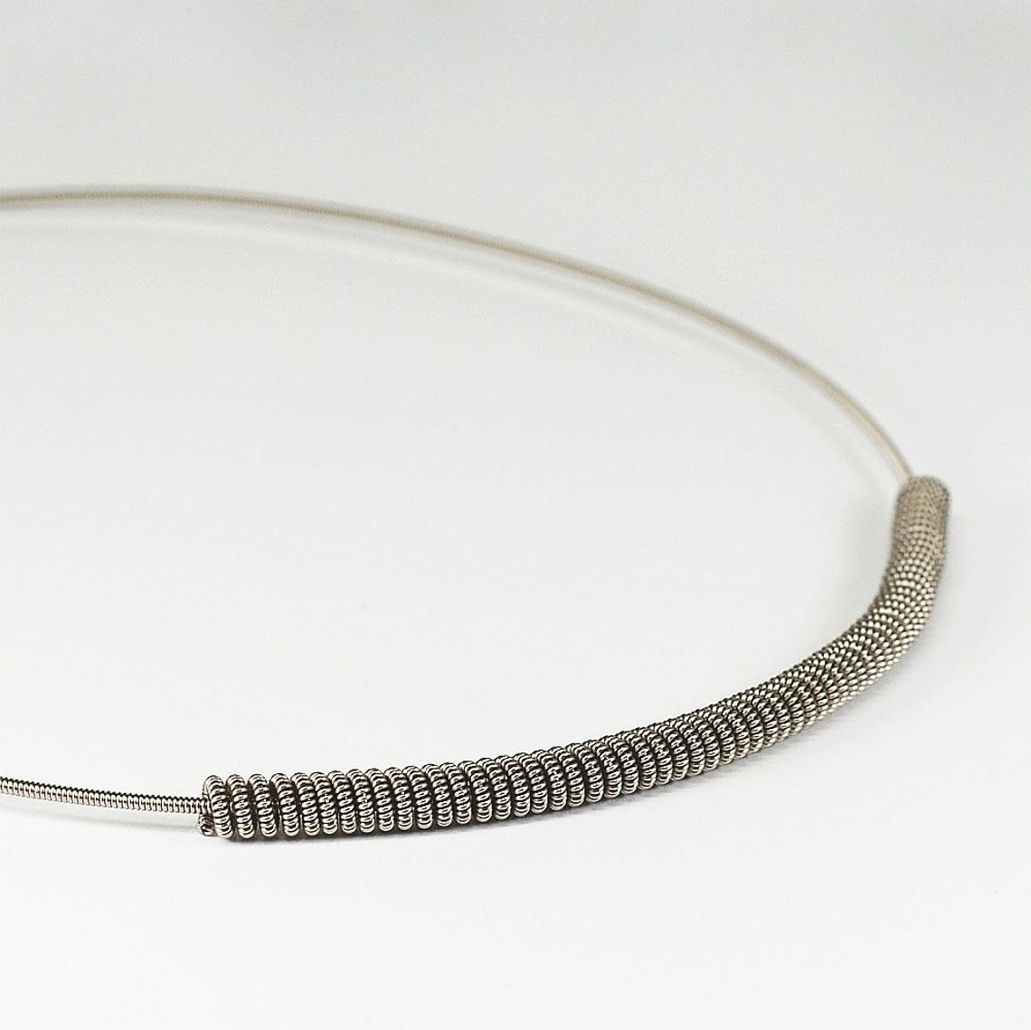 Guitar String Jewelry- Minimal Necklace, Silver Bar Necklace, Upcycled ...