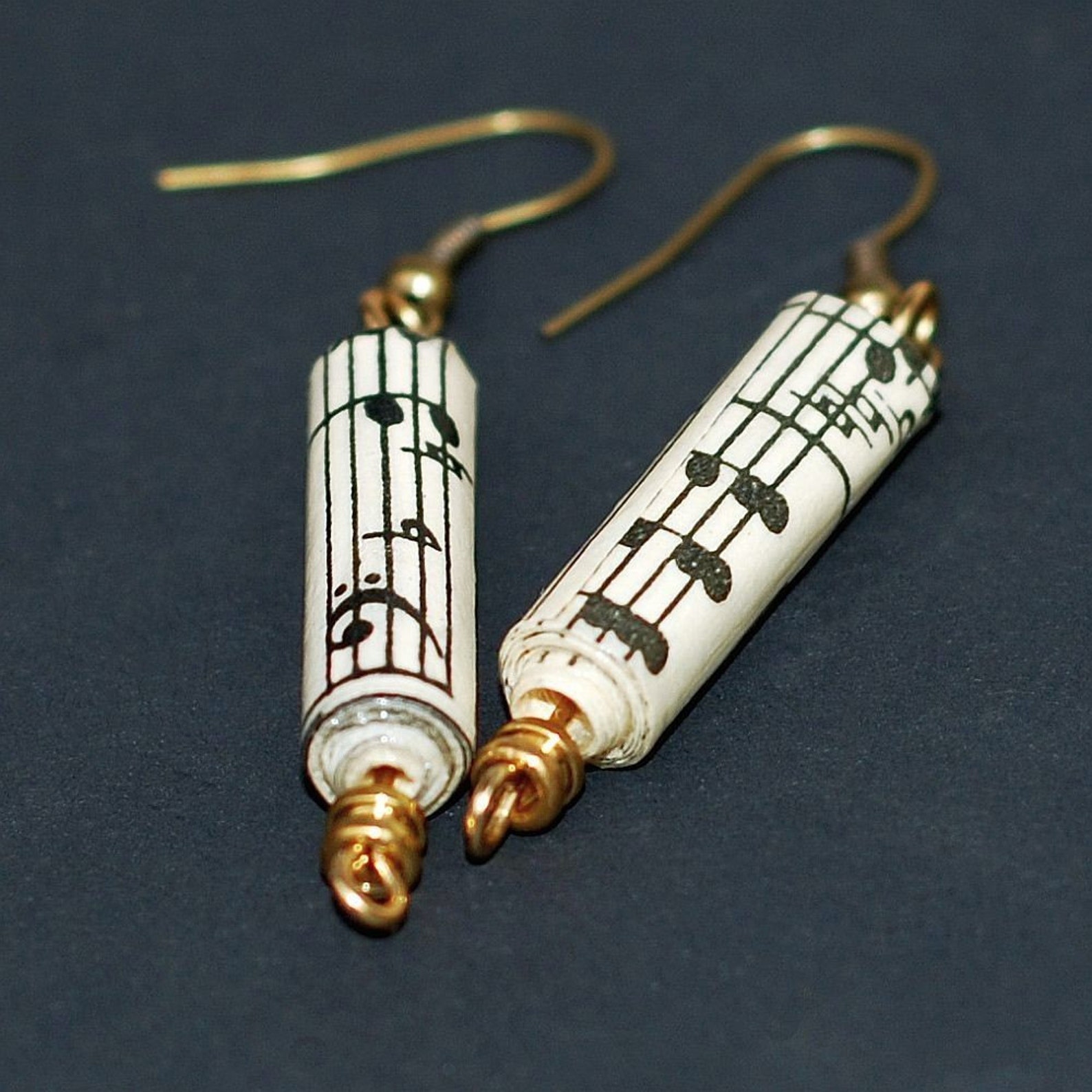 Sheet Music Jewelry Brass Sheet Music Paper Bead Earring - Etsy