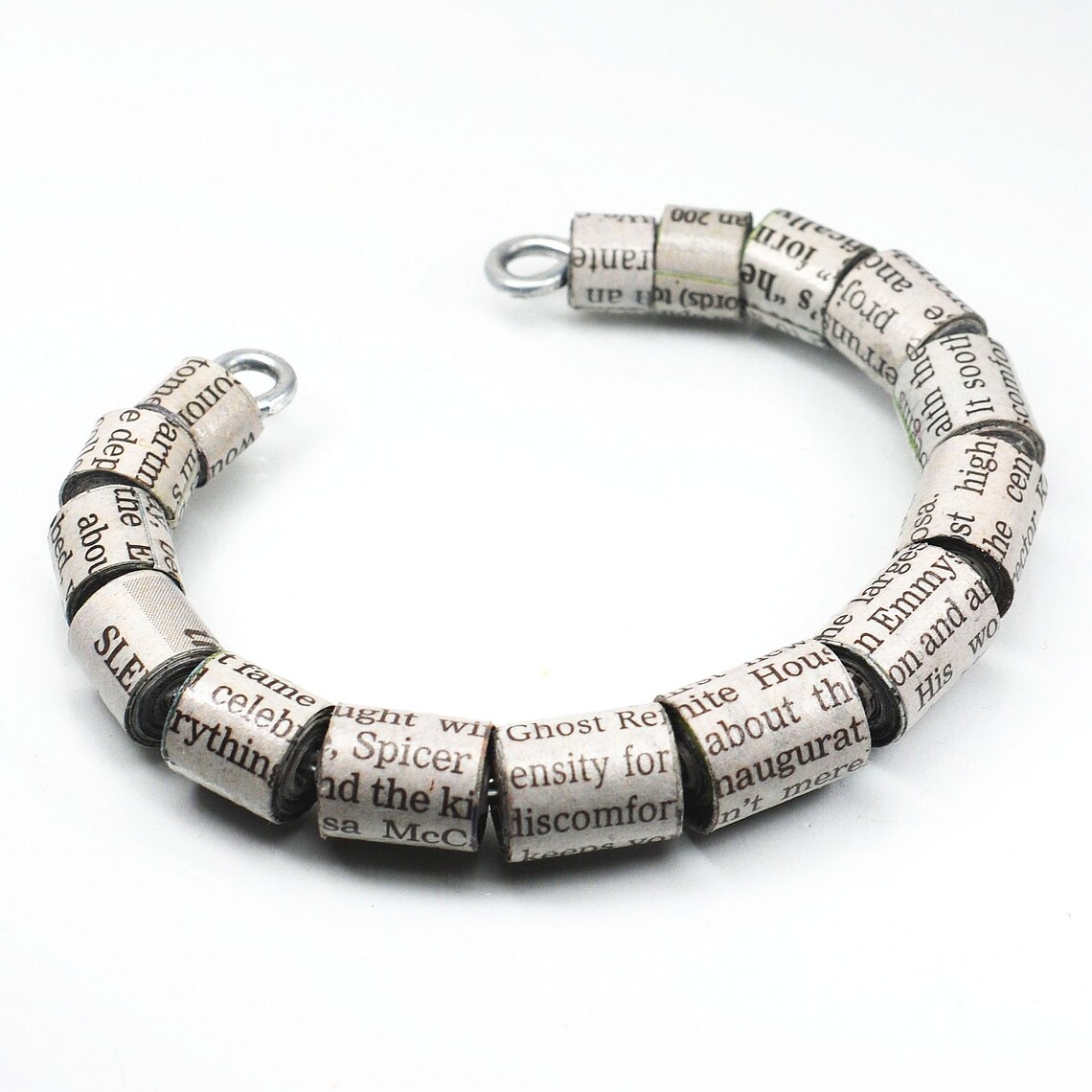 Newspaper Jewelry- Upcycled Paper Bead Bracelet, Cuff Bracelet ...