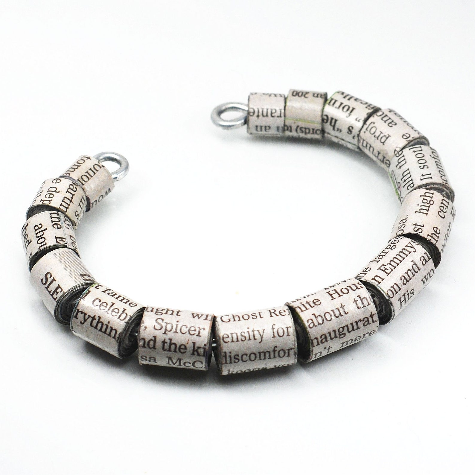 Newspaper Jewelry Upcycled Paper Bead Bracelet Cuff | Etsy