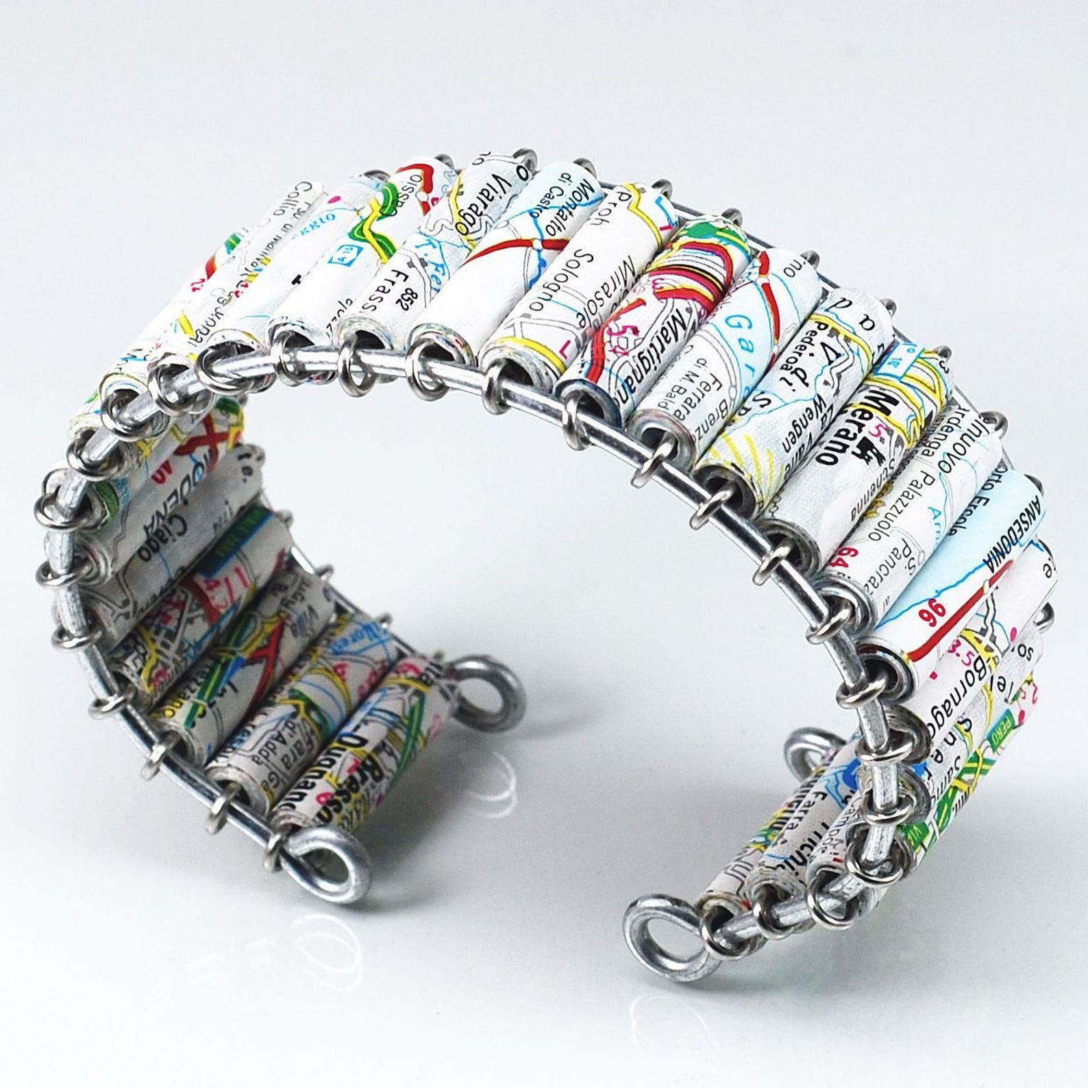 Italy Map Jewelry- Upcycled Italy Road Atlas Map Cuff Bracelet, Italy ...