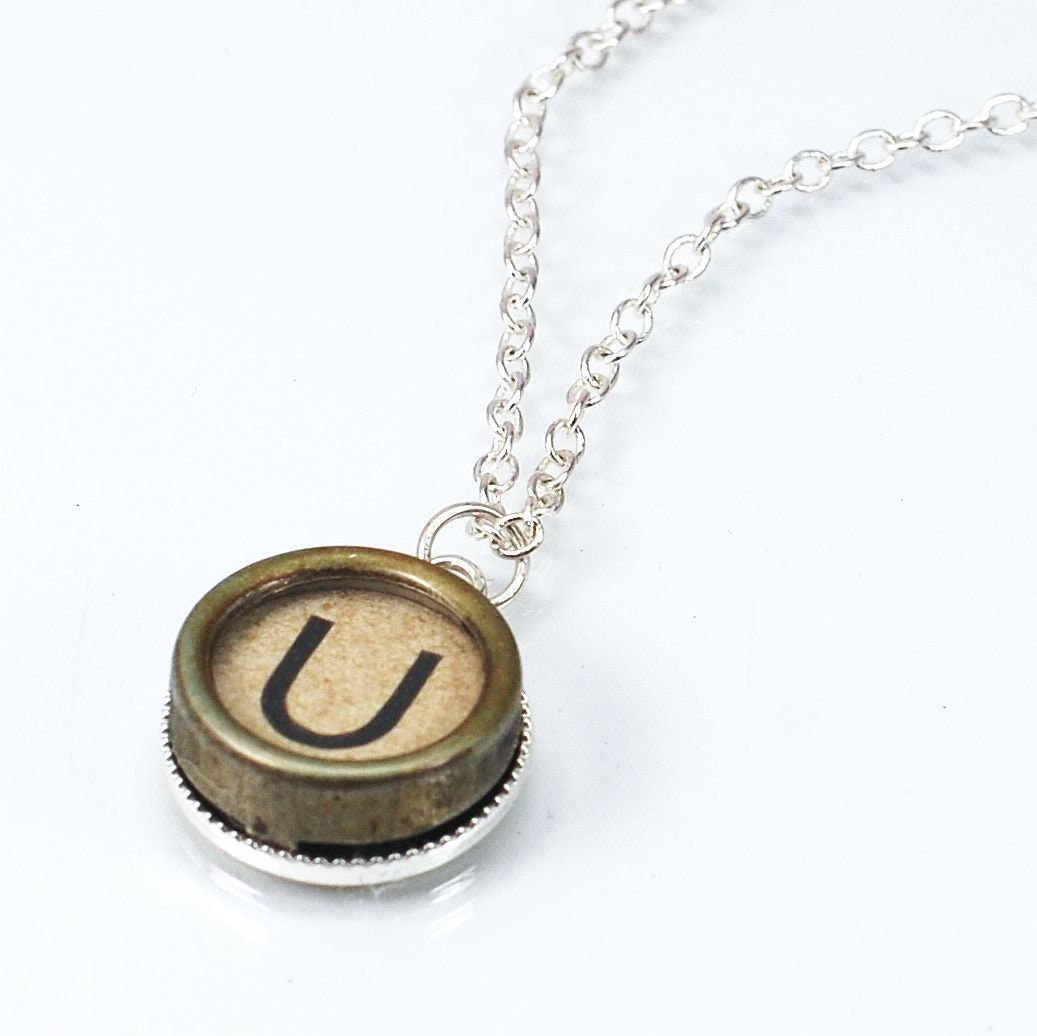 U Typewriter Key Necklace Letter U Upcycled Steampunk - Etsy