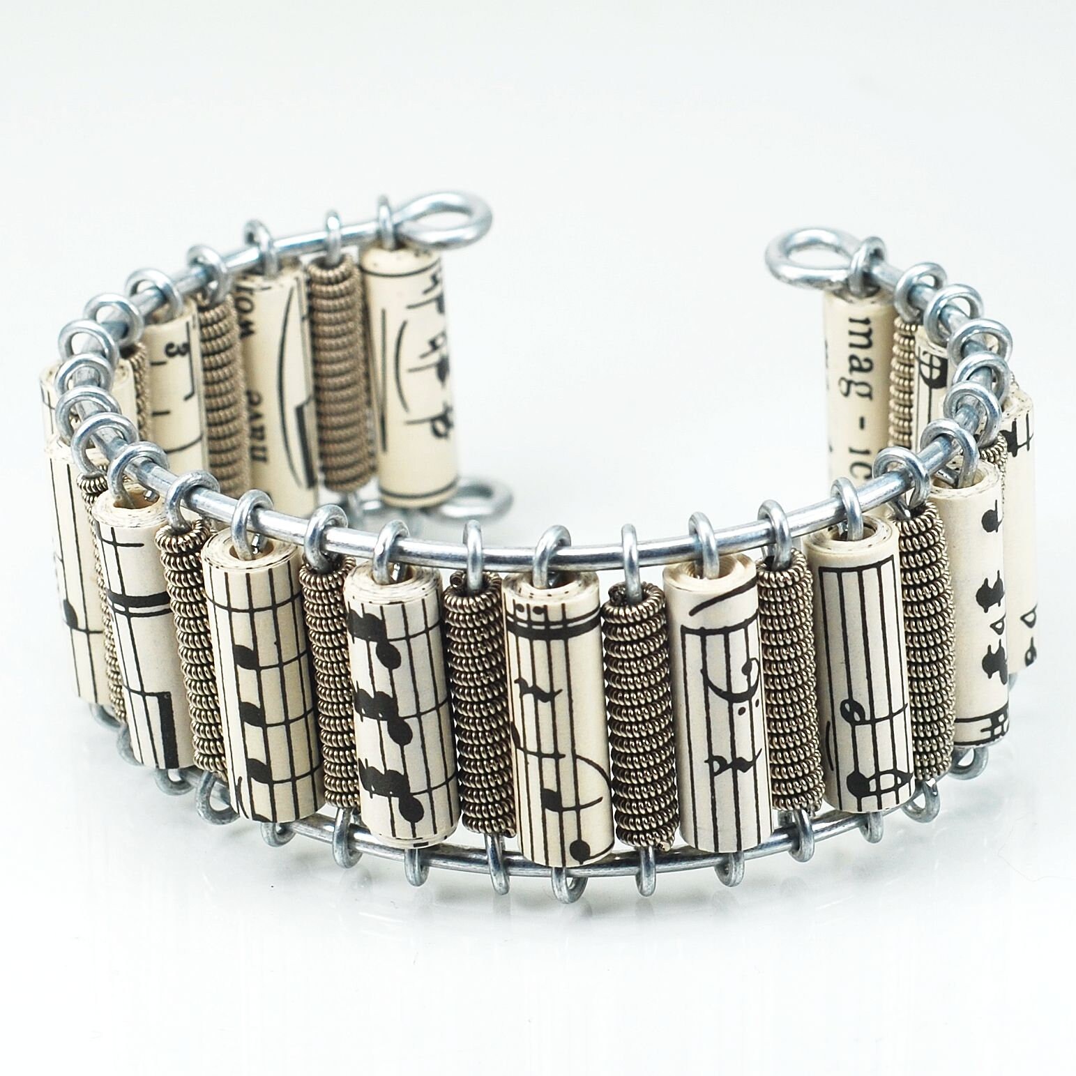 Guitar Gift Guitar String Bracelet Sheet Music Paper Bead | Etsy