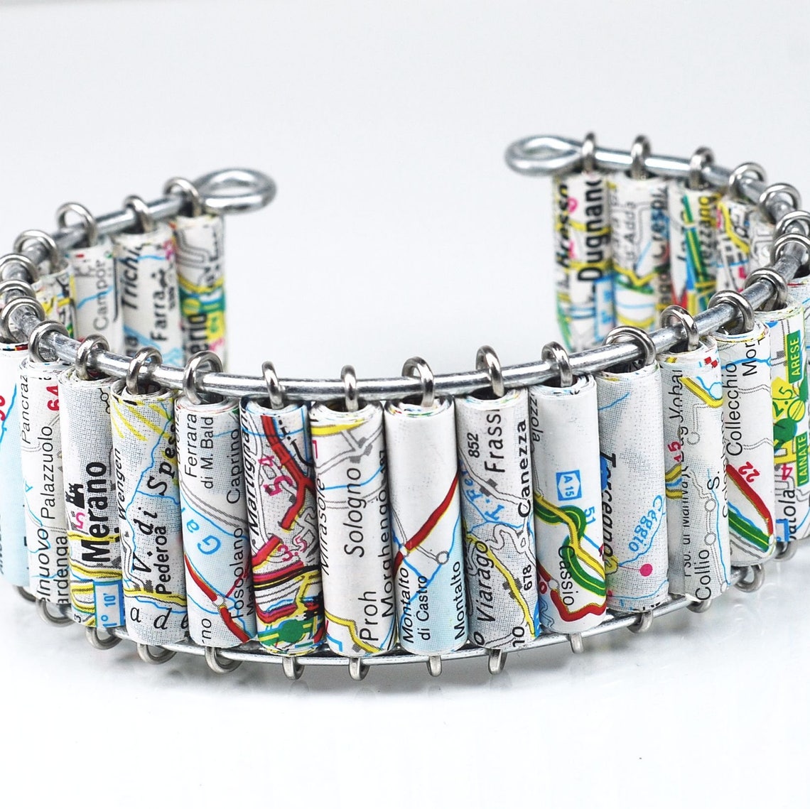 Italy Map Jewelry- Upcycled Italy Road Atlas Map Cuff Bracelet, Italy ...