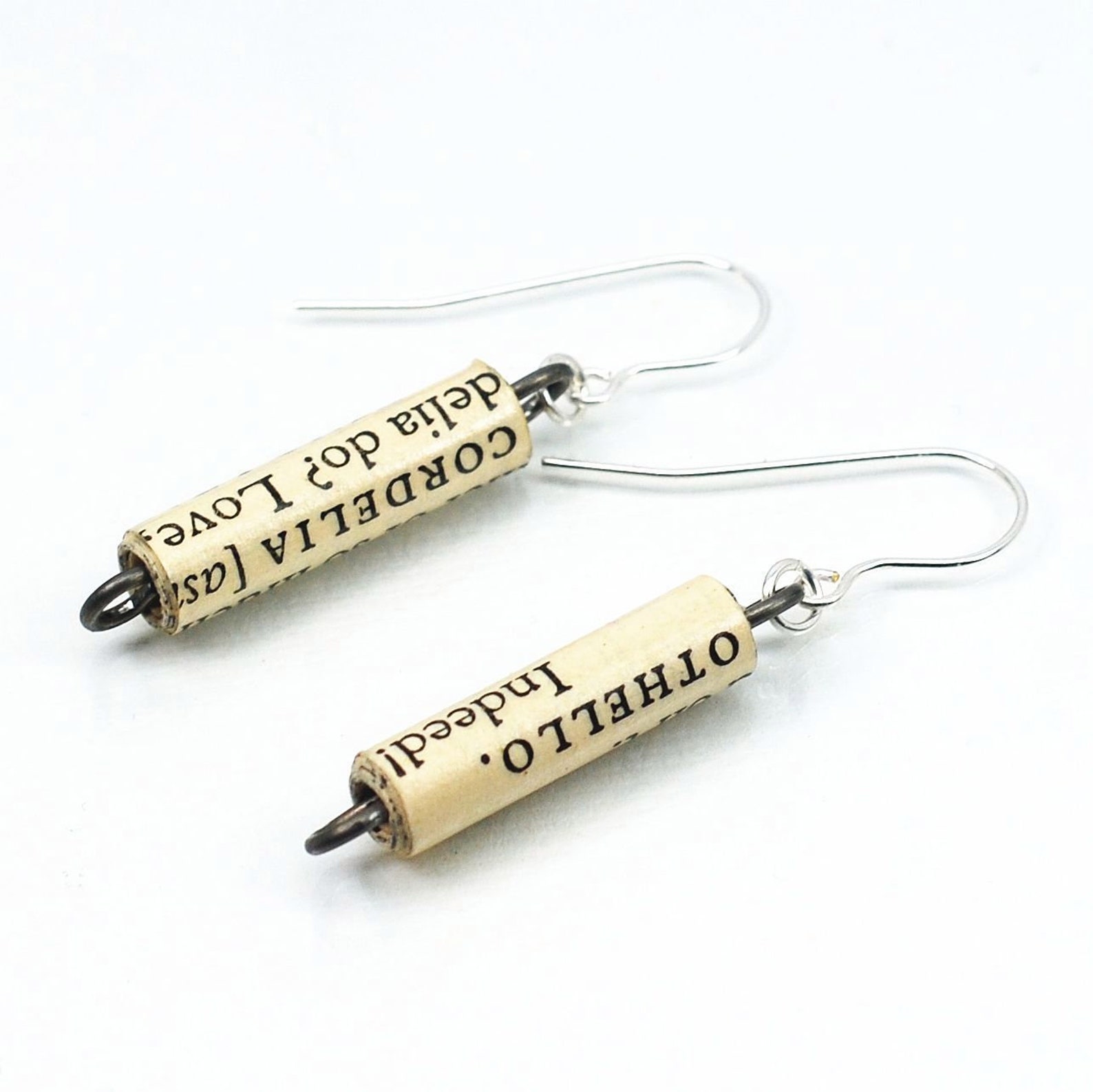 Shakespeare Earrings Shakespeare Jewelry Paper Bead | Etsy
