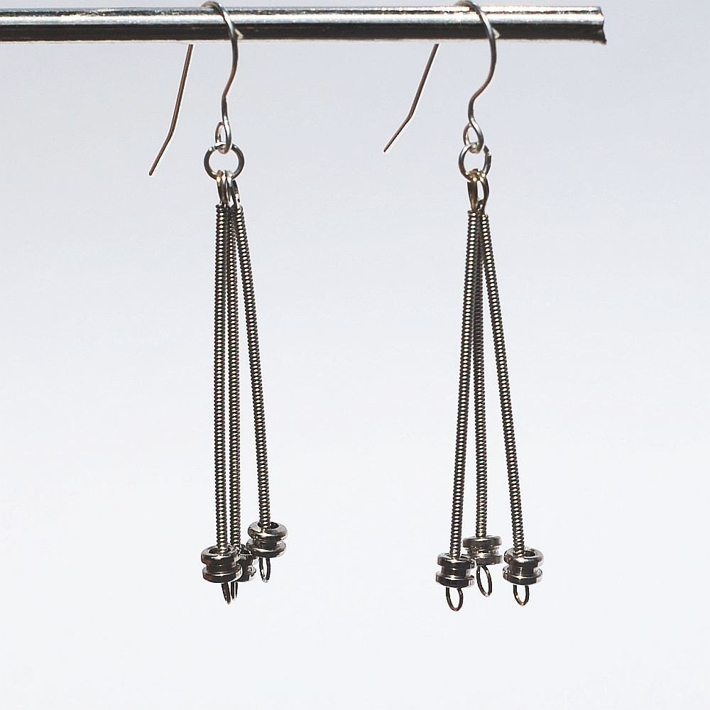 Upcycled Guitar String Earrings- Silver Ball End Guitar String Jewelry ...