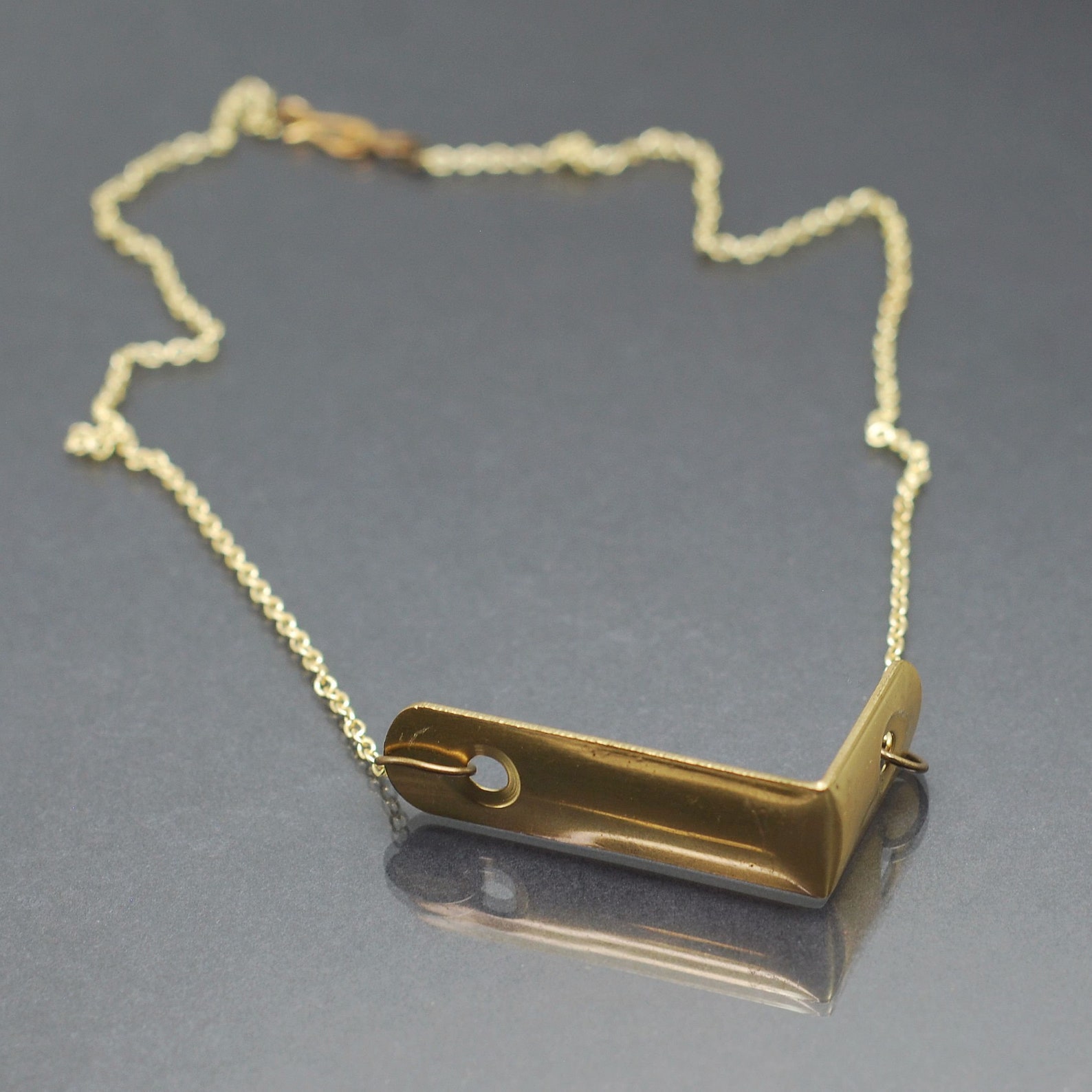 Brass Chevron Necklace Hardware Bracket Necklace Geometric | Etsy