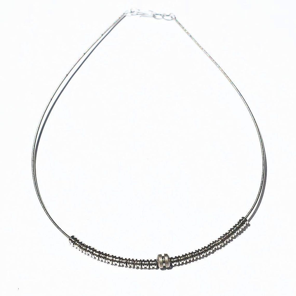 Minimalist Guitar String Necklace- Upcycled Silver Ball End Choker ...