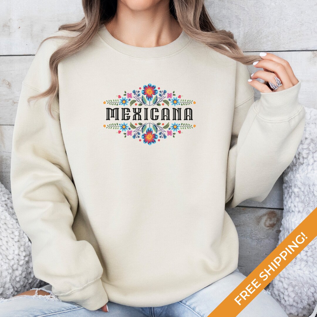 Mexican Floral Sweatshirt | Hispanic Heritage Folk Art Top - Etsy