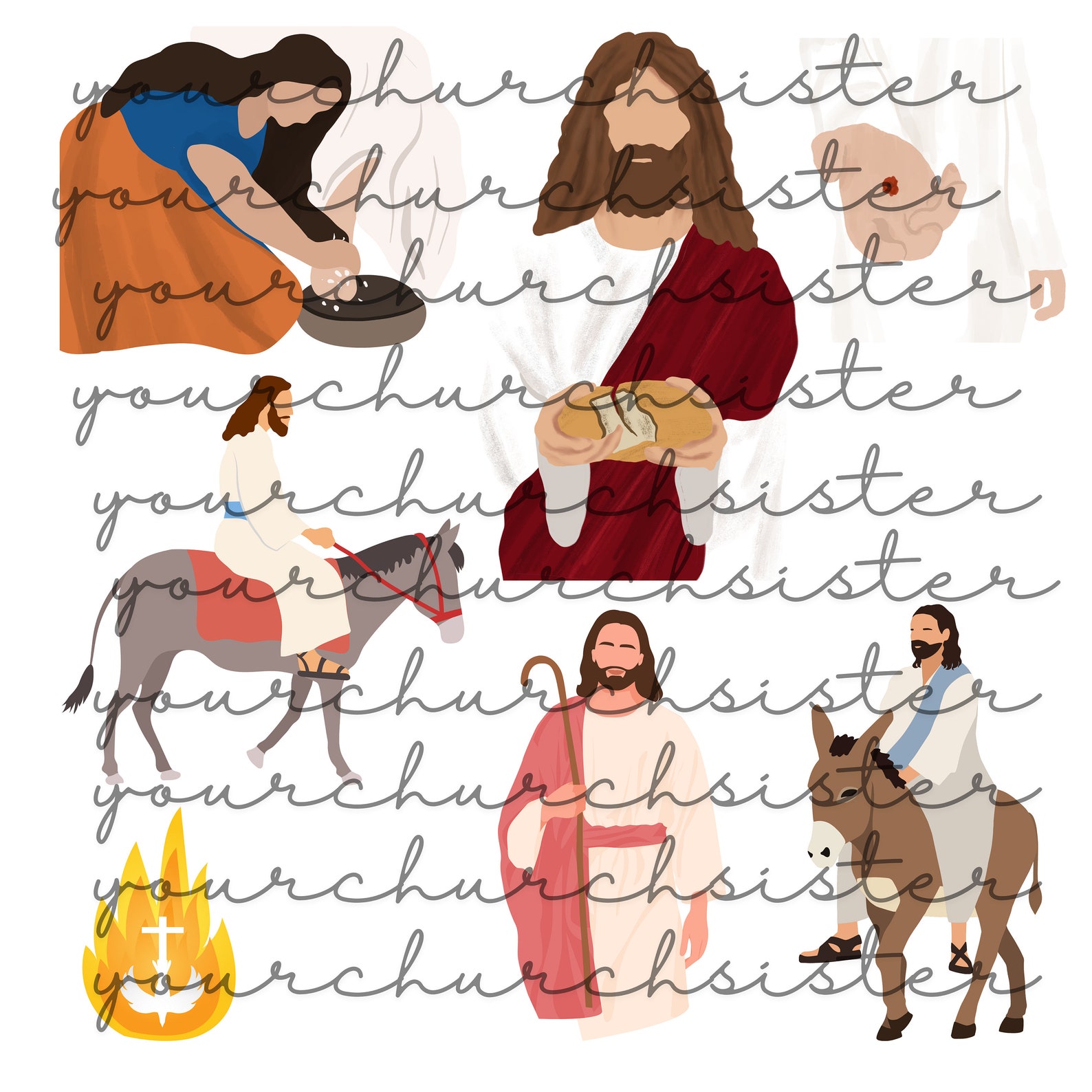20 Jesus & Cross Clipart Design, Sublimation Design, PNG - Etsy