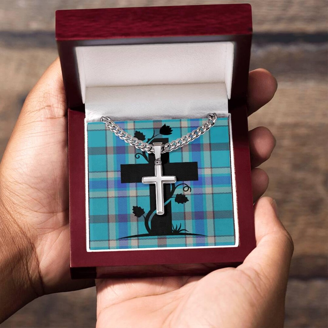 Cross on Cuban Link Chain Crucifix Christian Gift - Etsy