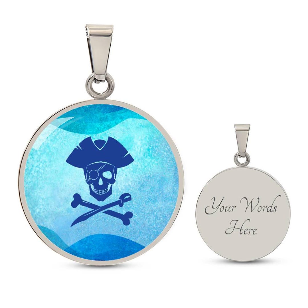 Pirate Skull Jolly Roger Surgical Steel or 18k Gold Finish Pendant ...