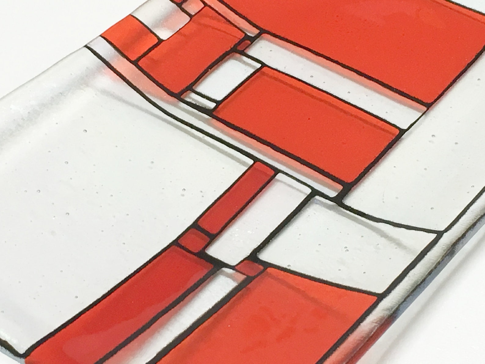 Red Glass, Mondrian Inspired, Modern Art Glass, Mondrian Scarlet ...