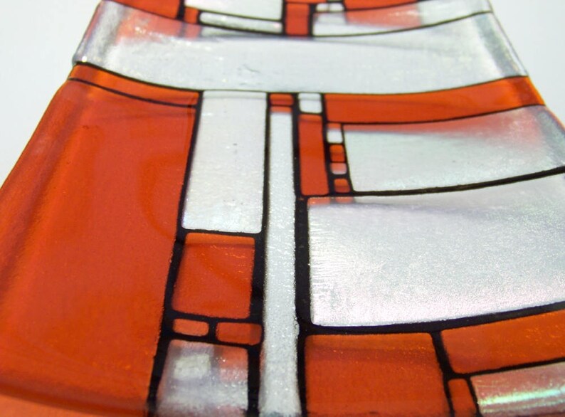Red Glass, Mondrian Inspired, Modern Art Glass, Mondrian Scarlet ...