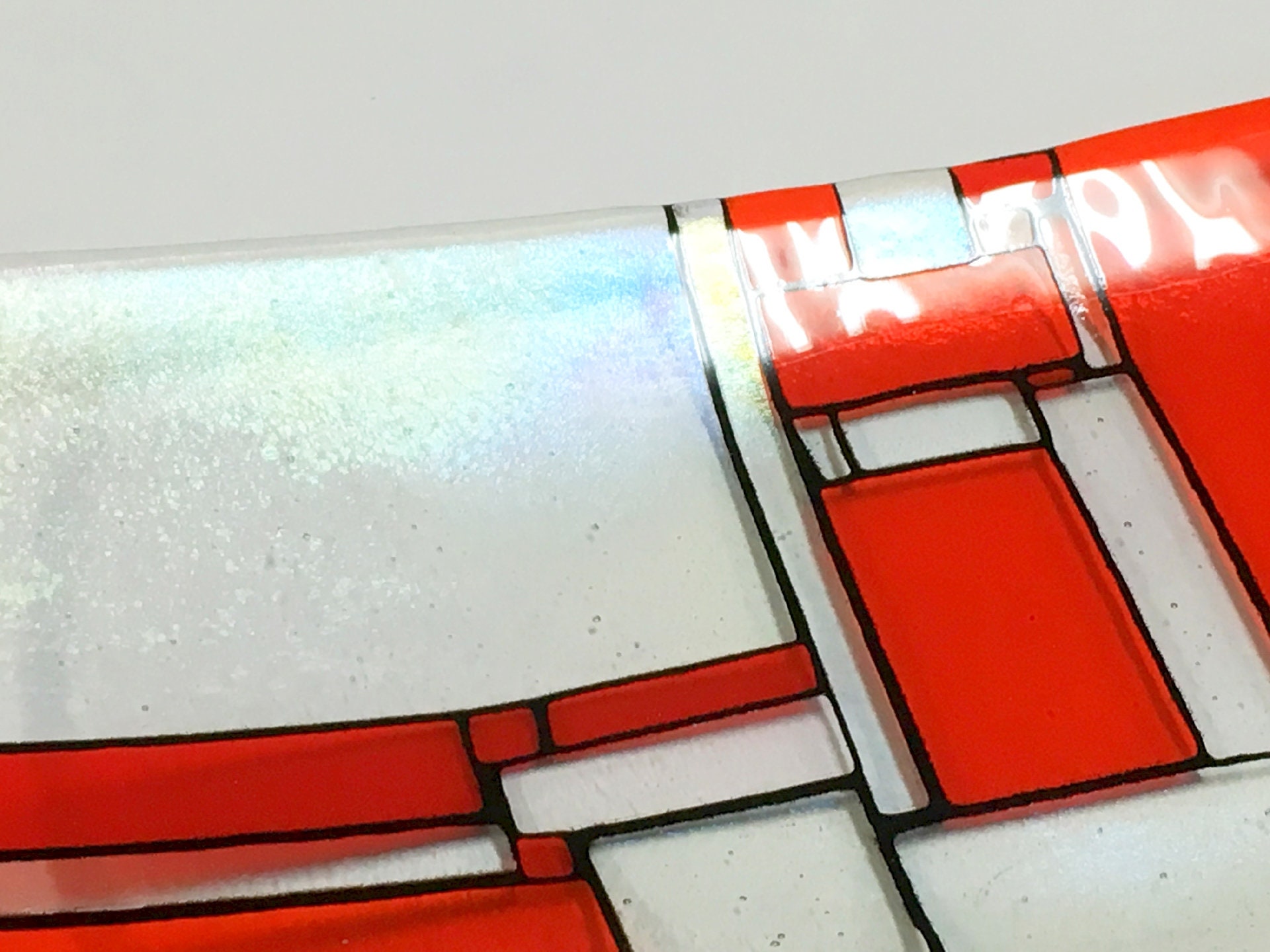 Red Glass, Mondrian Inspired, Modern Art Glass, Mondrian Scarlet ...