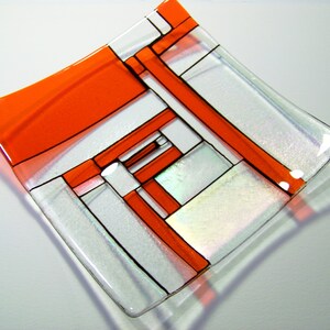 Red Glass, Mondrian Inspired, Modern Art Glass, Mondrian Scarlet ...